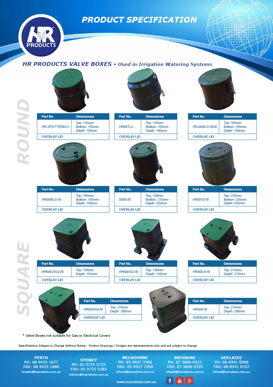 Valve Box 165 H x 150 Dia x 185 Base Round