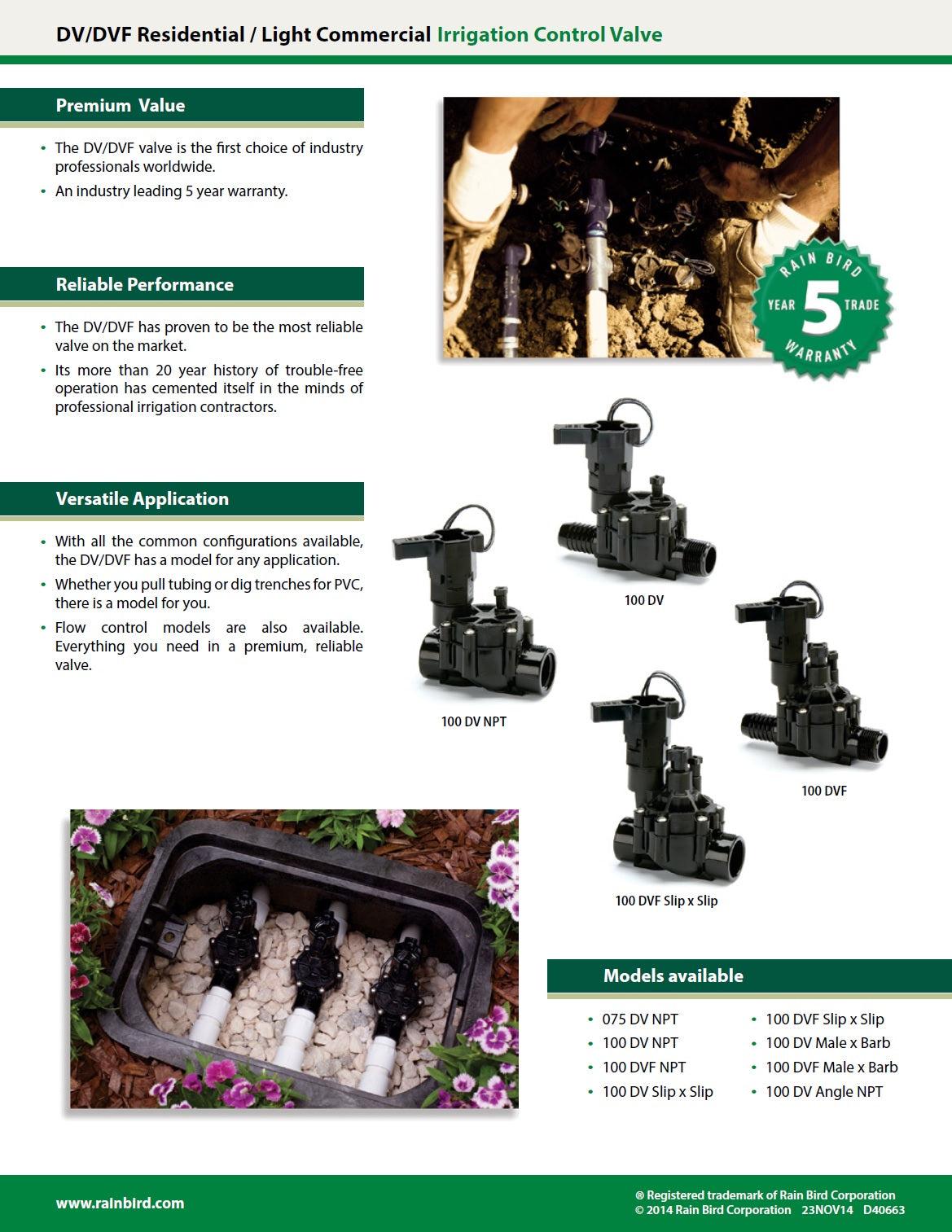 Rainbird DV 25mm Solenoid Valve With Flow Control