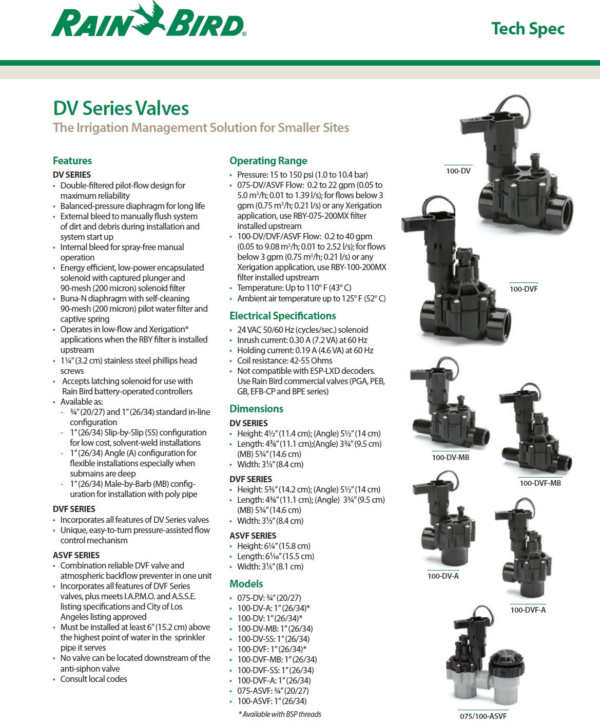 Rainbird DV 25mm Solenoid Valve With Flow Control