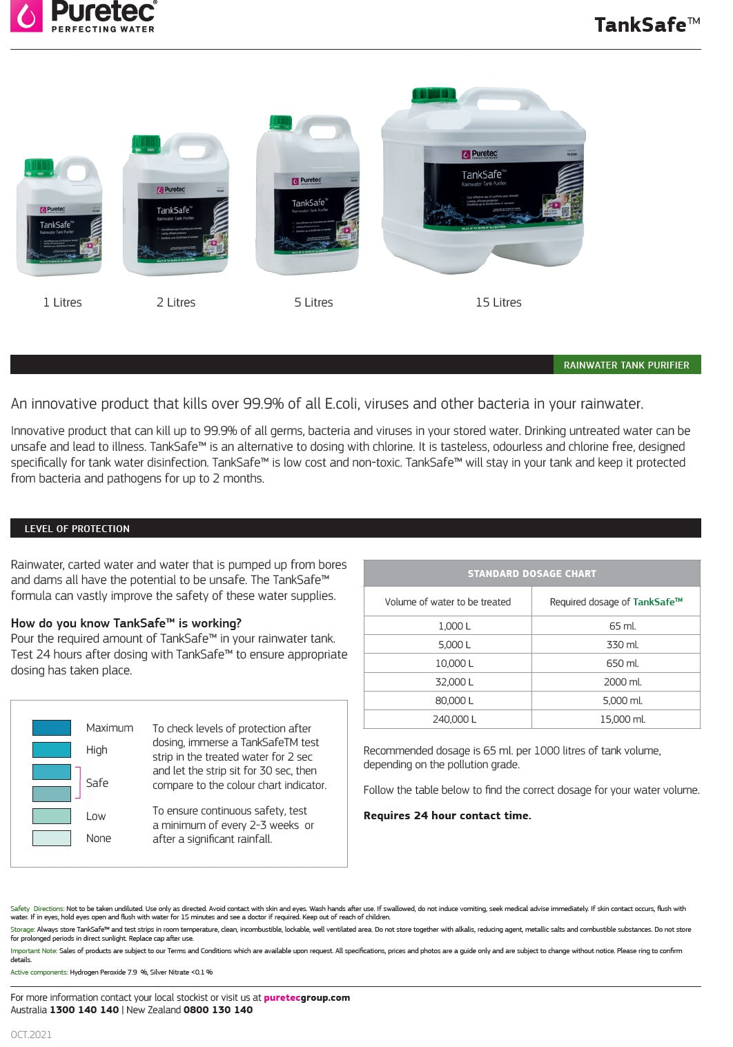 Puretec Tanksafe 2L Tank Purifier (Treats 32,000L)